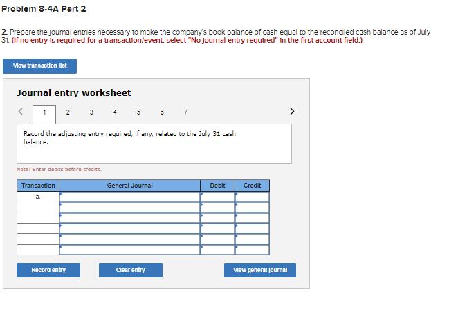 Solved Required information Problem 8-4A Preparing a bank | Chegg.com