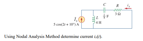 Solved Using Nodal Analysis Method determine current ix(t). | Chegg.com