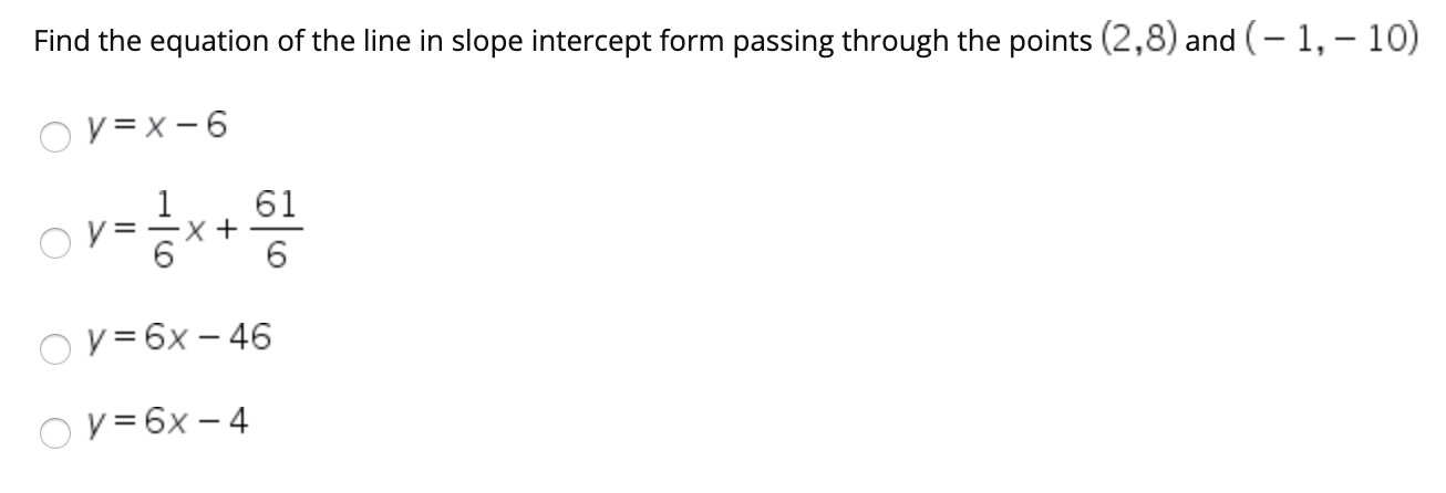 Solved Find the equation of the line in slope intercept form | Chegg.com