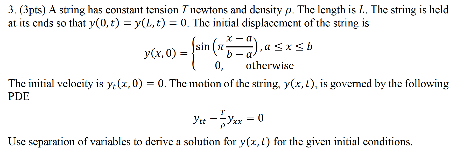 Solved 3. (3pts) A string has constant tension T newtons and | Chegg.com