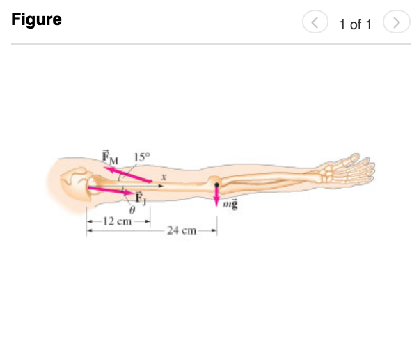 Solved The total mass of the arm shown in (Figure 1) is 3.3 | Chegg.com