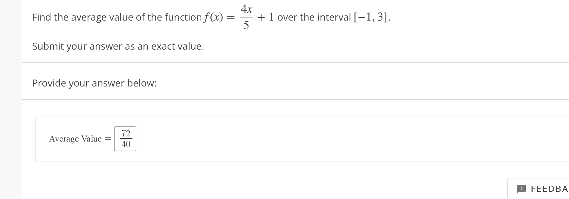 Solved Find the average value of the function f(x)=4x5+1 | Chegg.com