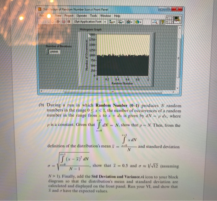 Distribution of Random Number Icon.vi Each time it is | Chegg.com