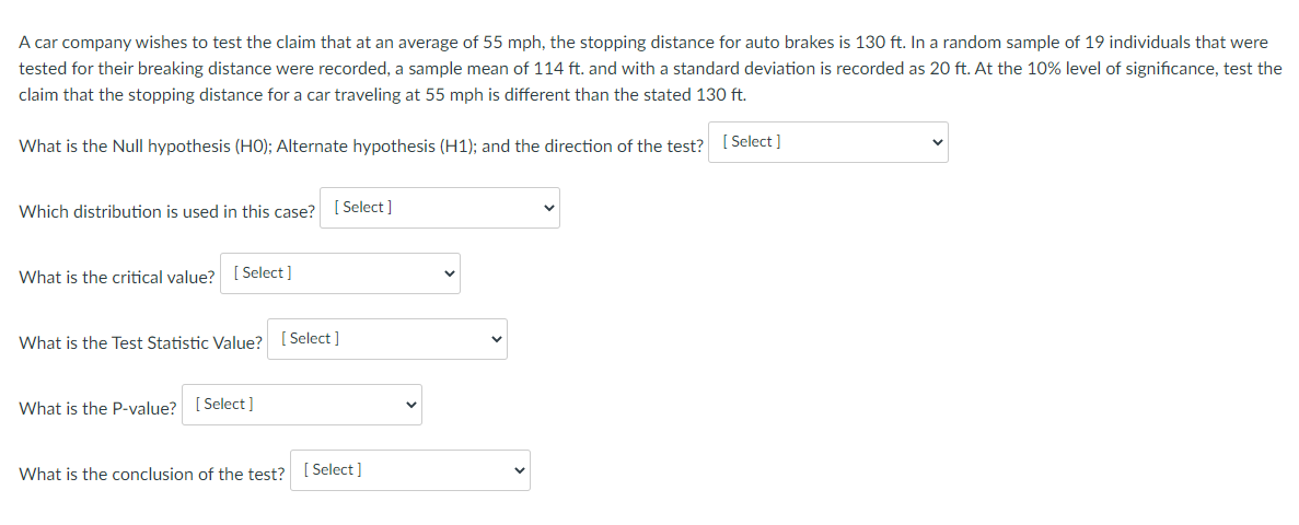 Solved A car company wishes to test the claim that at an | Chegg.com