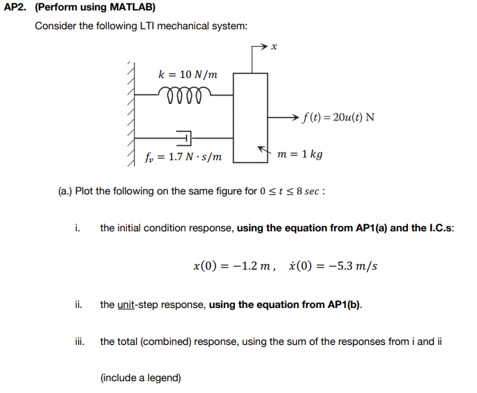 Solved AP2. (Perform using MATLAB) Consider the following | Chegg.com