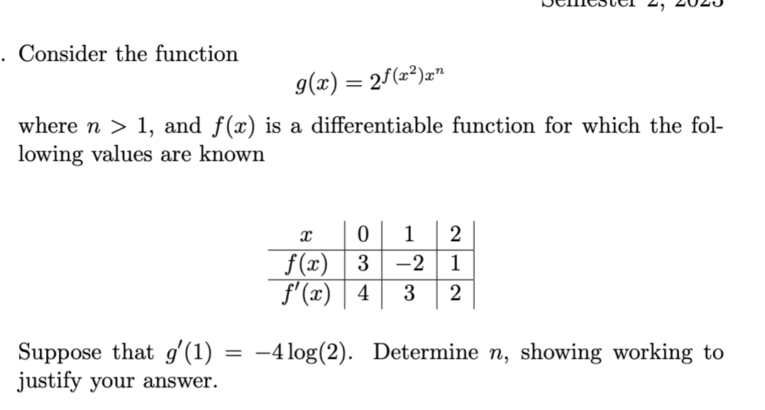 Solved Consider the function g(x)=2f(x2)xn where n>1, and | Chegg.com
