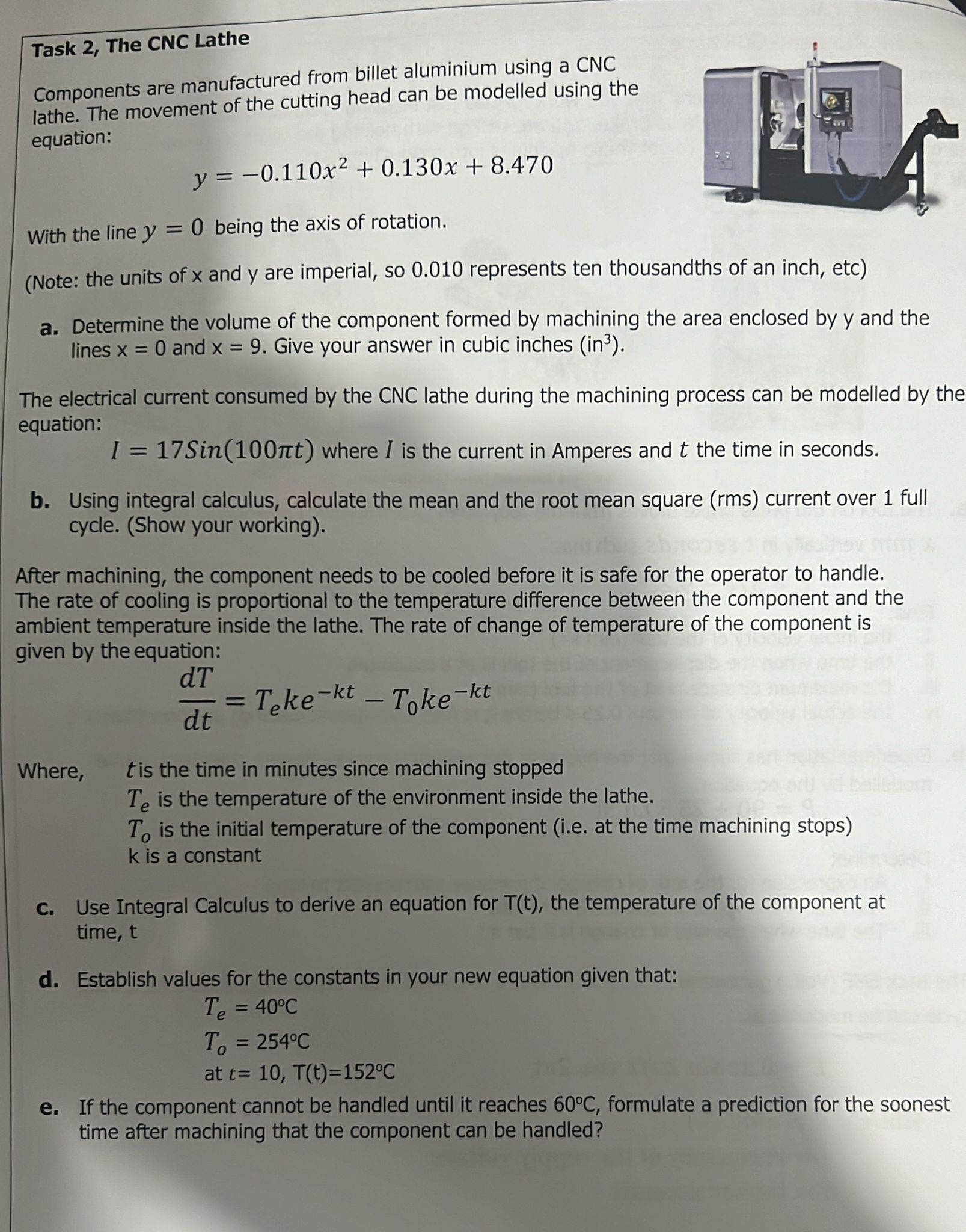 Solved Task 2, ﻿The CNC LatheComponents are manufactured | Chegg.com