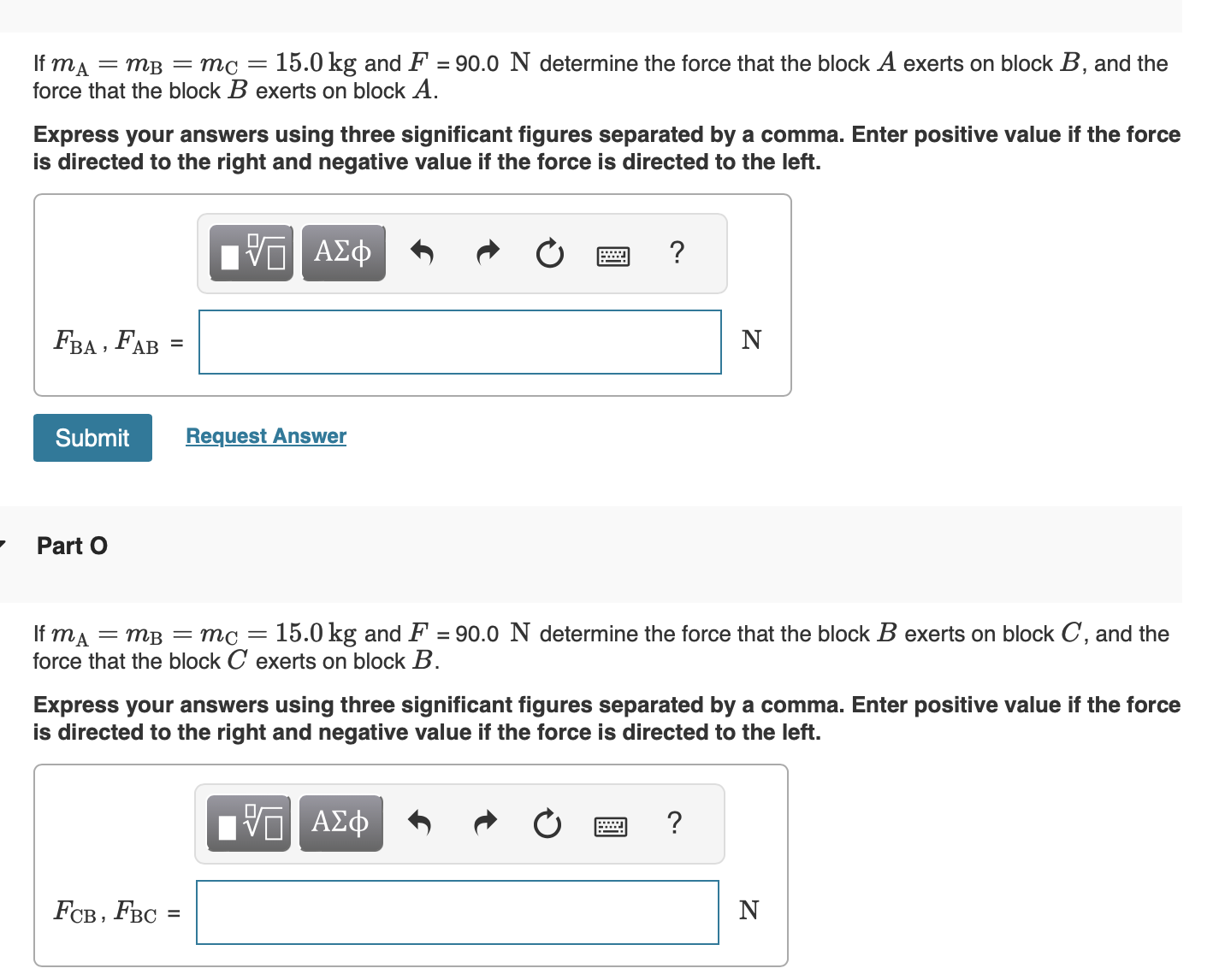 Solved Three blocks on a frictionless horizontal surface are | Chegg.com