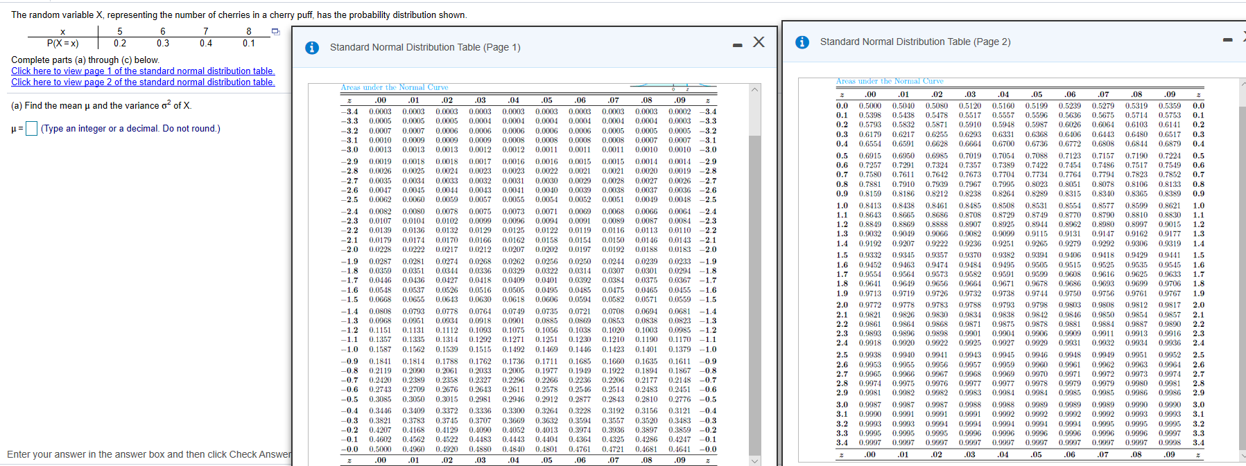 Solved PIX = x) 0.2 Standard Normal Distribution Table (Page | Chegg.com