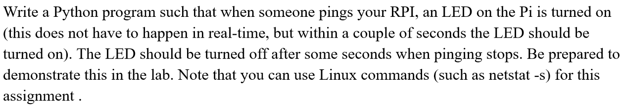 Solved Write a Python program such that when someone pings | Chegg.com