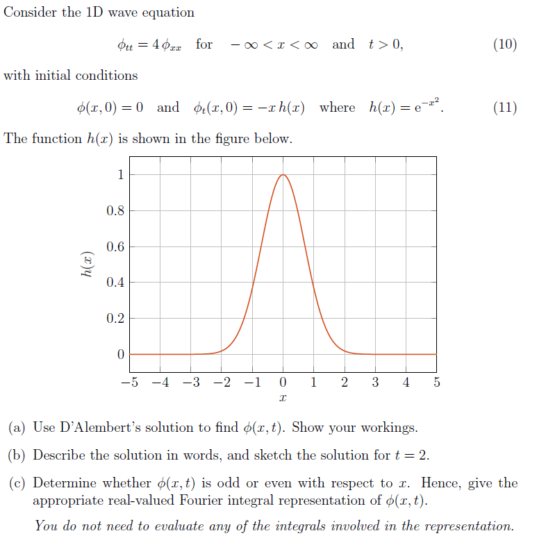 Solved Consider the 1D wave equation Out = 40r2 for - 00, | Chegg.com