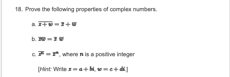 Solved Prove the following properties of complex | Chegg.com