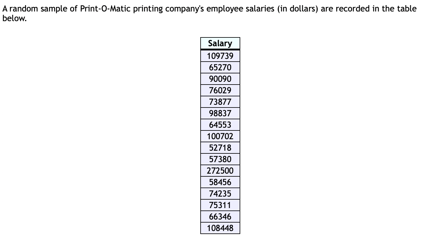 Solved A random sample of Print-O-Matic printing company's | Chegg.com