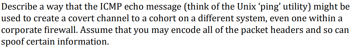 Solved Describe a way that the ICMP echo message (think of | Chegg.com