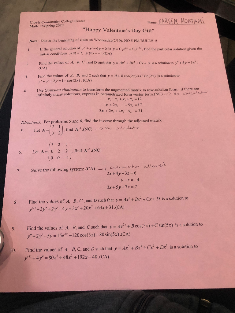 Solved Clovis Community College Center Name KAREEN AQATAMI | Chegg.com