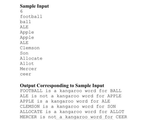 Solved Kangaroo Words ARO Write a program that compares two | Chegg.com