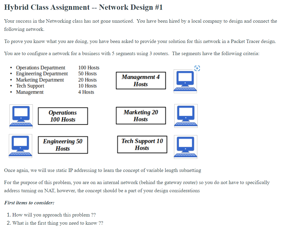 Solved Hybrid Class Assignment -- Network Design #1 Your | Chegg.com