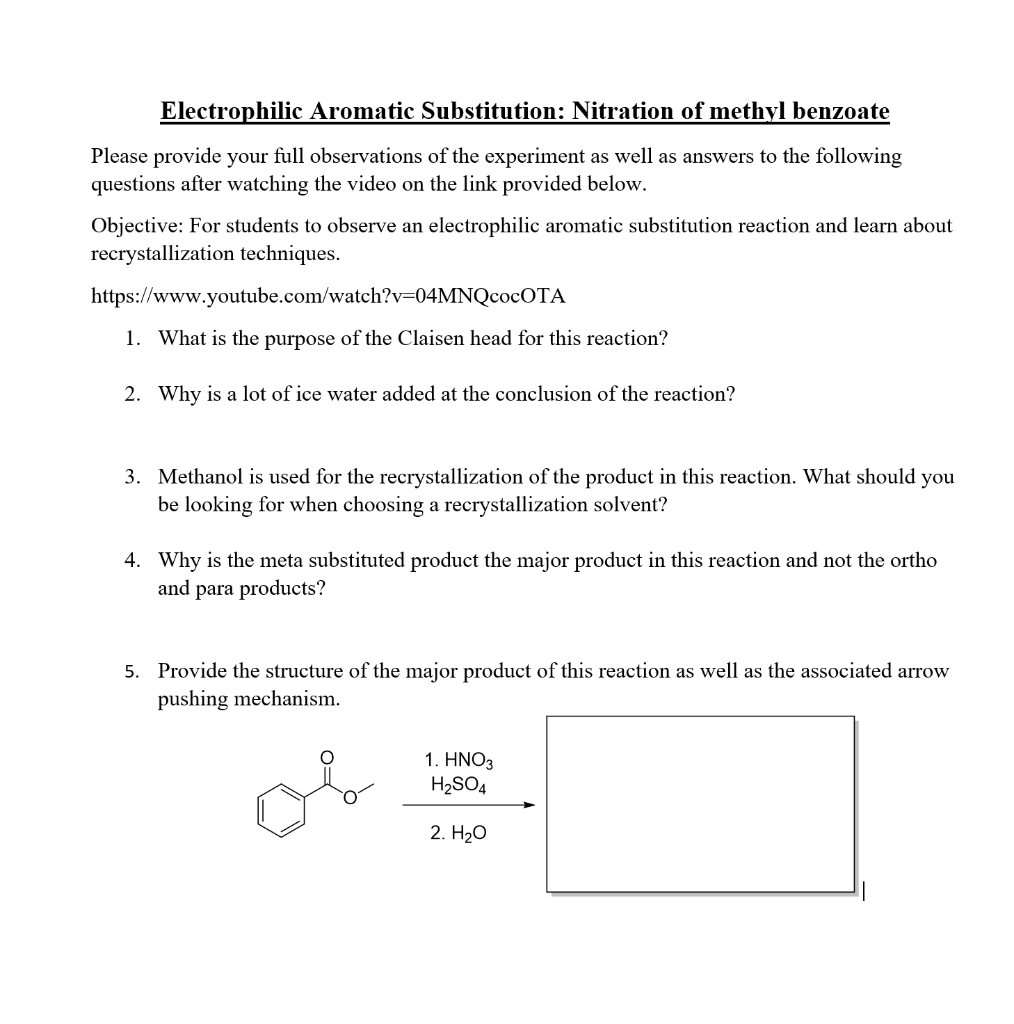 Solved Electrophilic Aromatic Substitution: Nitration of | Chegg.com