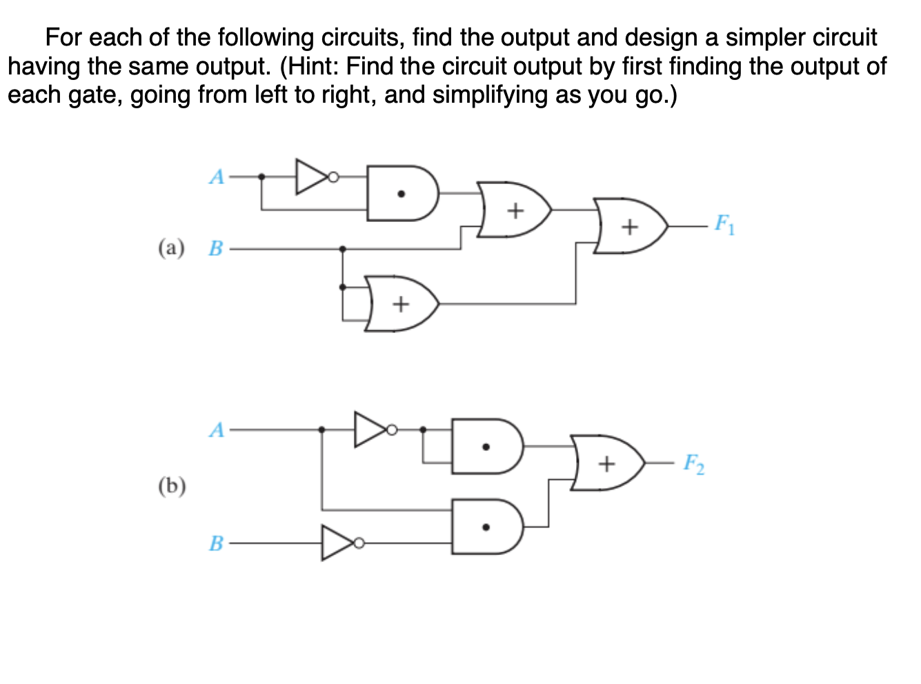 Solved For each of the following circuits, find the output | Chegg.com