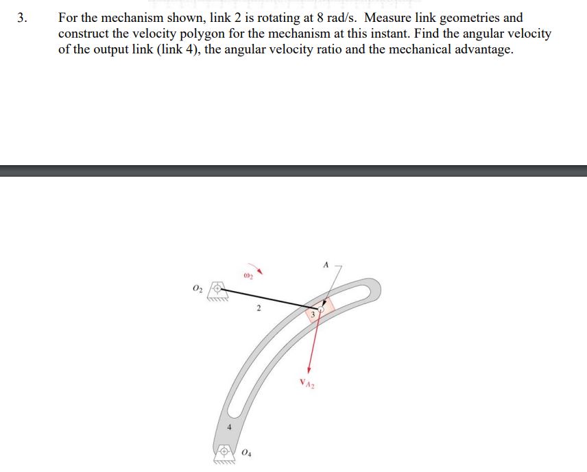 Solved For the mechanism shown, link 2 ﻿is rotating at | Chegg.com