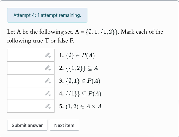 Attempt 4: 1 ﻿attempt remaining.Let A be ﻿the | Chegg.com