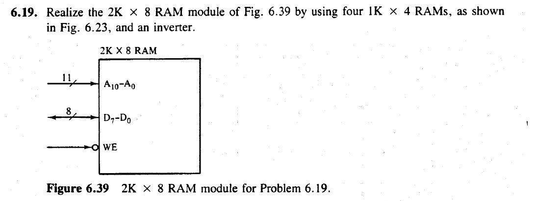 Solved 6.19. Realize the 2K X 8 RAM module of Fig. 6.39 by | Chegg.com