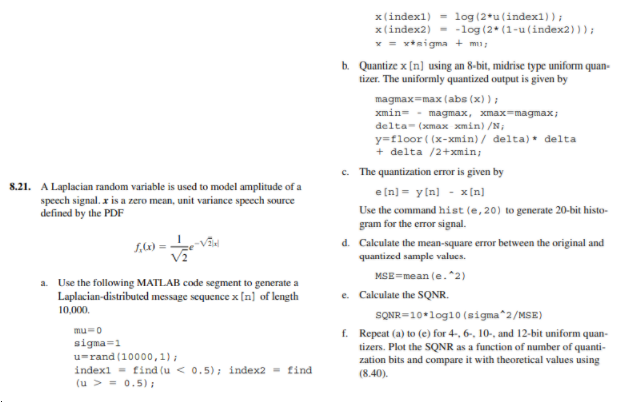 8.21. A Laplacian random variable is used to model | Chegg.com