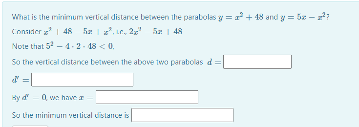 Solved What is the minimum vertical distance between the | Chegg.com