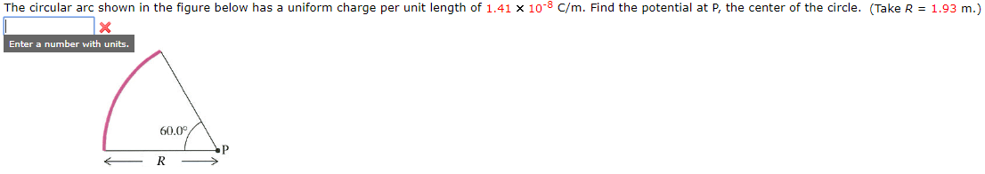 Solved The circular arc shown in the figure below has a | Chegg.com