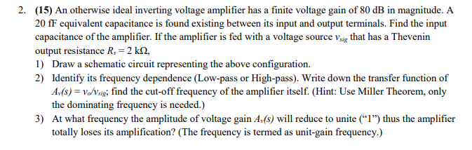 Solved 2. (15) An otherwise ideal inverting voltage | Chegg.com