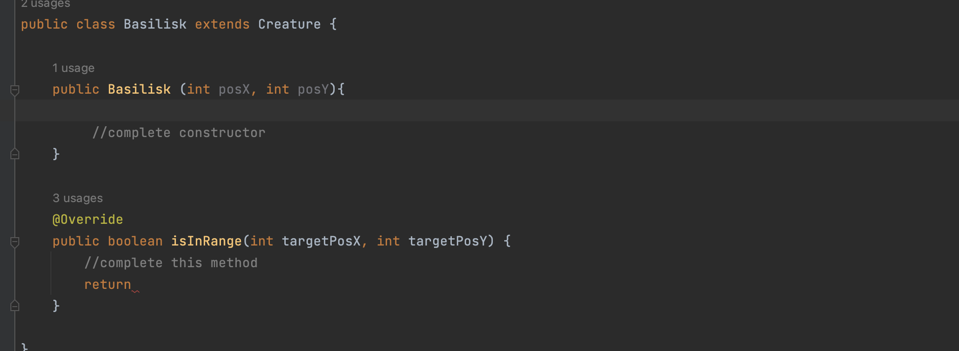 Solved Help me with my coding, i success for creature but | Chegg.com