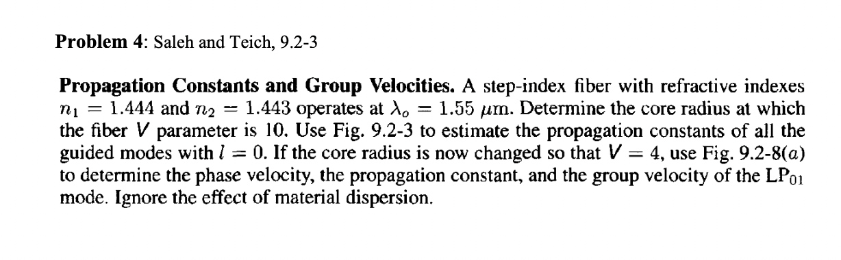 Solved Propagation Constants and Group Velocities. A | Chegg.com