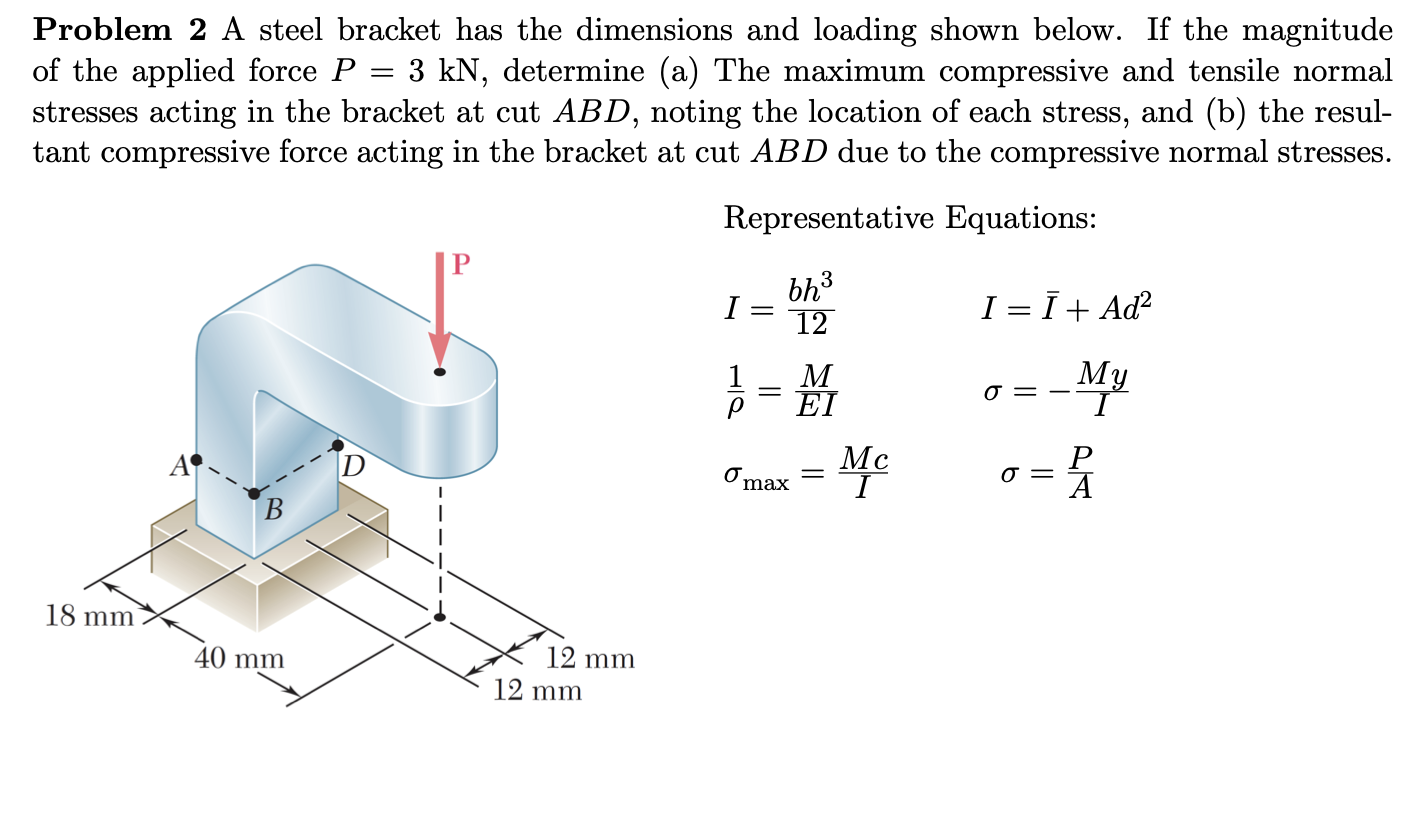 Solved = Problem 2 A steel bracket has the dimensions and | Chegg.com