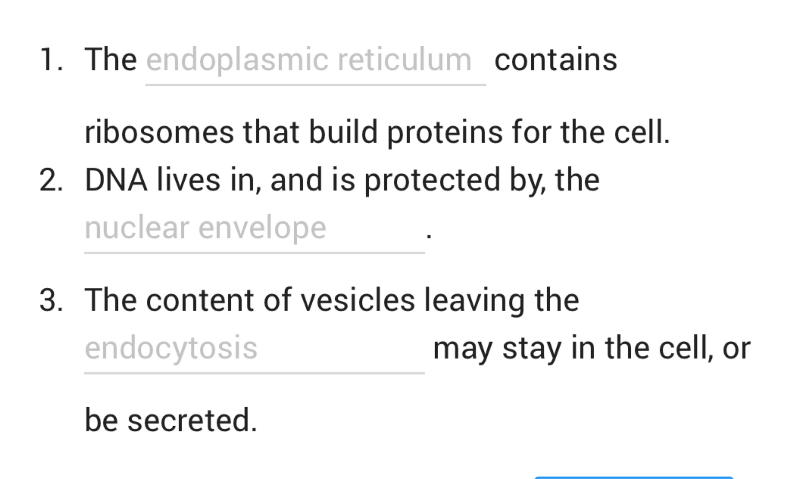 Solved The endoplasmic reticulum containsribosomes that | Chegg.com