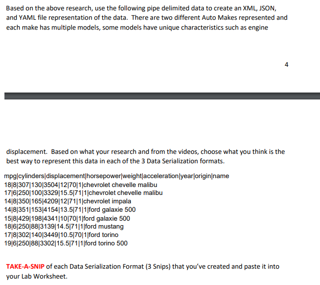 Based on the above research, use the following pipe | Chegg.com