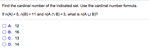 Solved Find the cardinal number of the indicated set. Use | Chegg.com