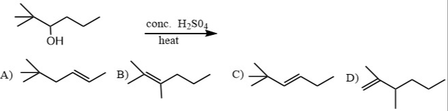 Solved conc. H2SO4 heat OH A) B) D) | Chegg.com