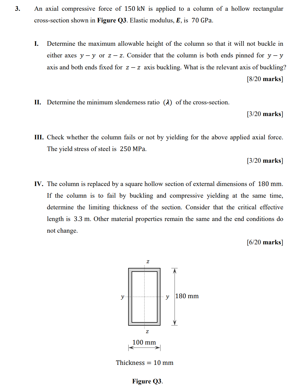 Solved An axial compressive force of 150kN is applied to a | Chegg.com