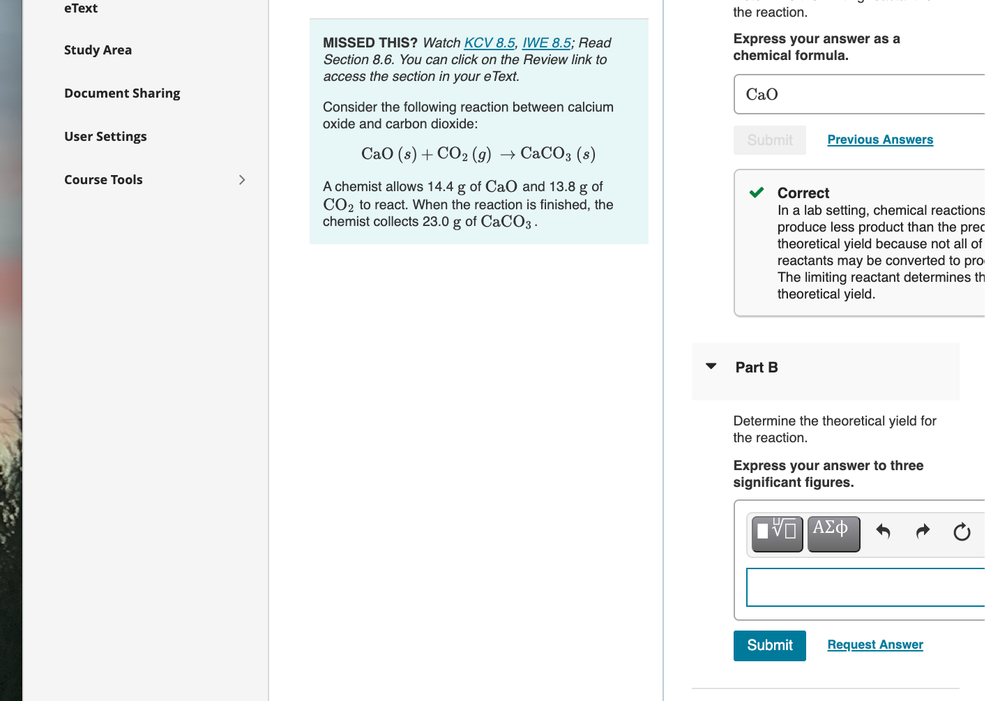 Solved e Text the reaction. Study Area MISSED THIS? Watch | Chegg.com