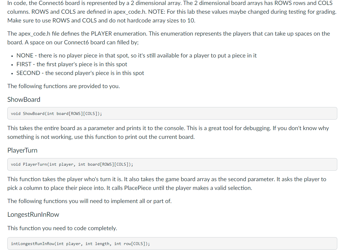 Solved In code, the Connect6 board is represented by a 2 | Chegg.com