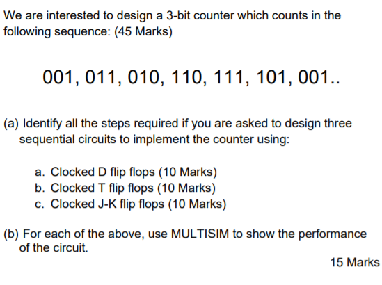 Solved We are interested to design a 3-bit counter which | Chegg.com