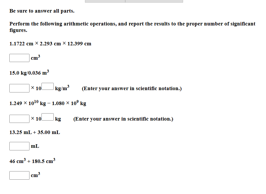Solved Be sure to answer all parts. Perform the following | Chegg.com