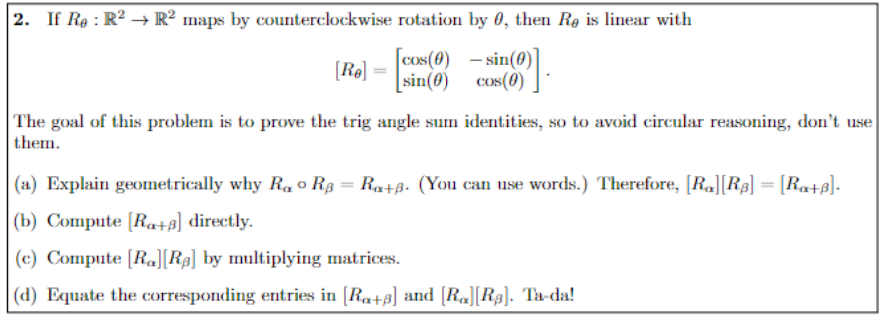 Solved 2. If Rθ:R2→R2 maps by counterclockwise rotation by | Chegg.com