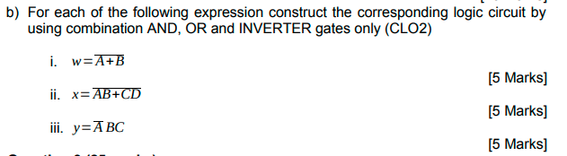 Solved b) For each of the following expression construct the | Chegg.com
