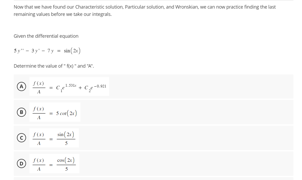 Solved Now that we have found our Characteristic solution, | Chegg.com