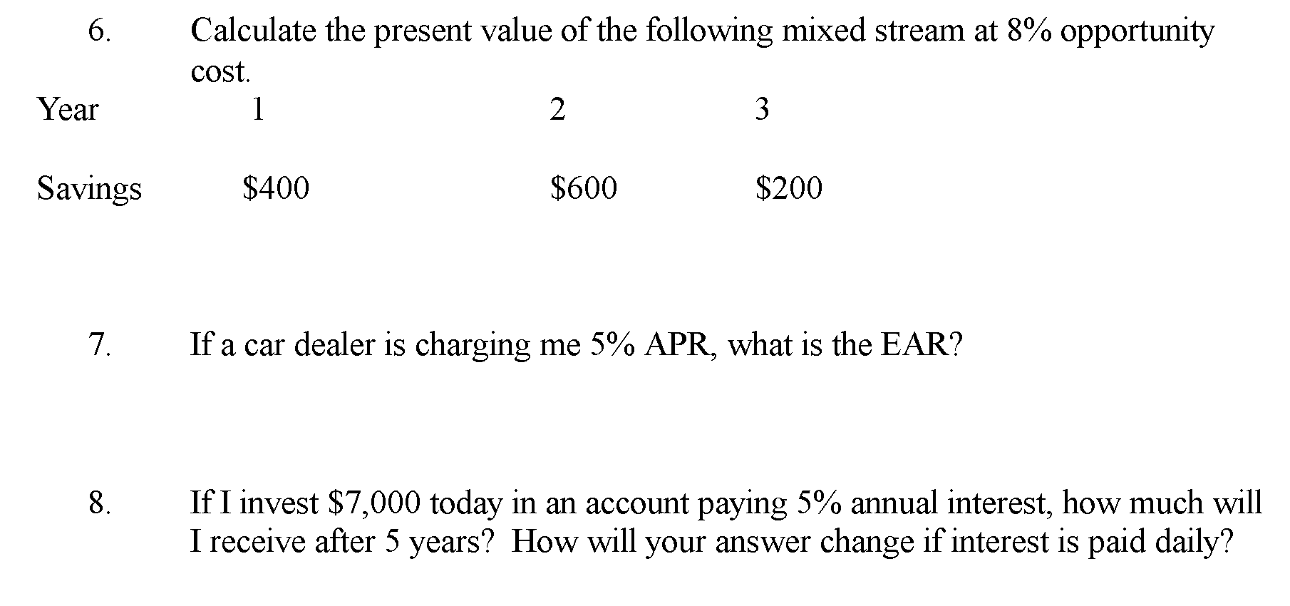 Solved 6. Calculate the present value of the following mixed | Chegg.com