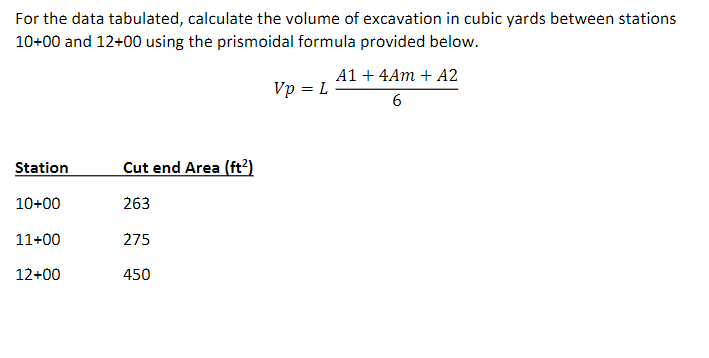 Solved For the data tabulated, calculate the volume of | Chegg.com