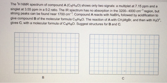 Solved The^1H NMR spectrum of compound A (C_15 H_14 O) shows | Chegg.com
