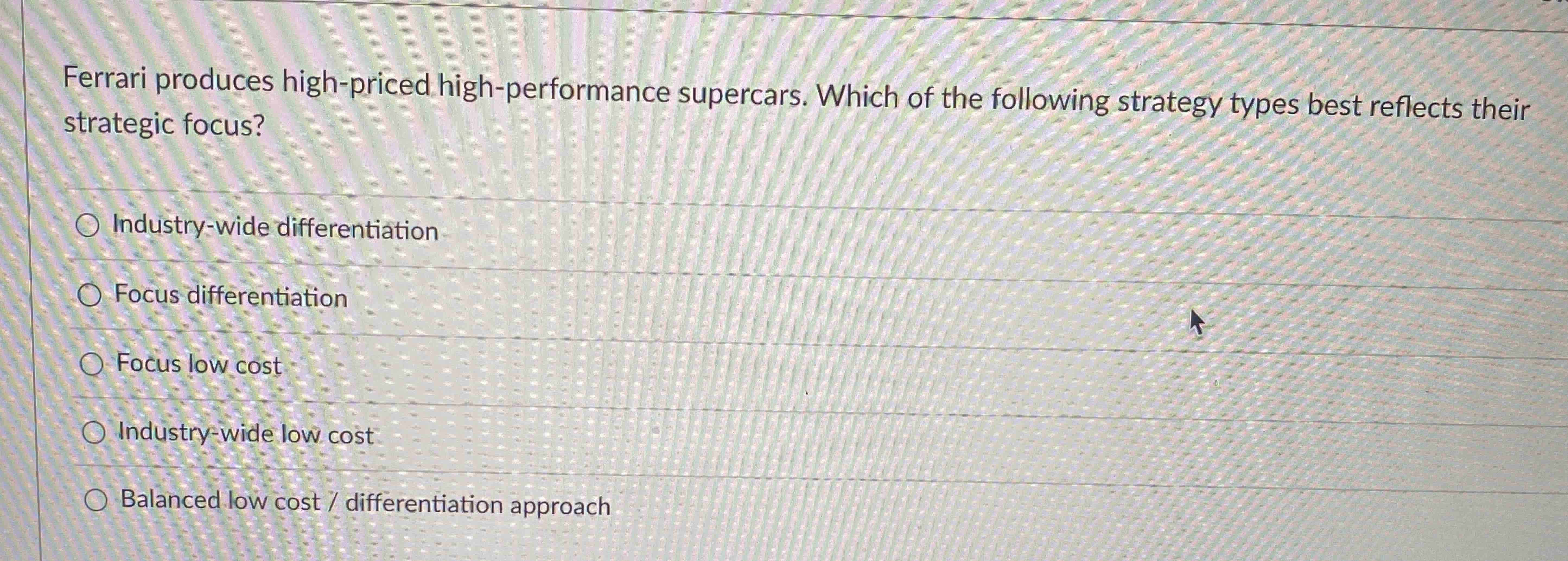Solved Ferrari produces high-priced high-performance | Chegg.com