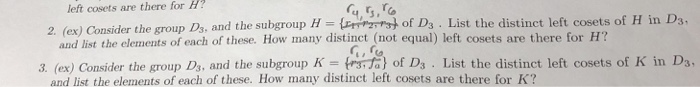 Solved left cosets are there for H 2 (ex) Consid der the | Chegg.com